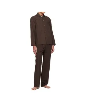 TEKLA Long-sleeved Pajama Shirt - Brown
