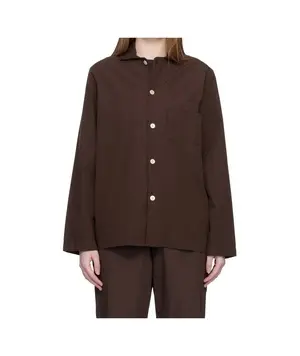 TEKLA Long-sleeved Pajama Shirt - Brown