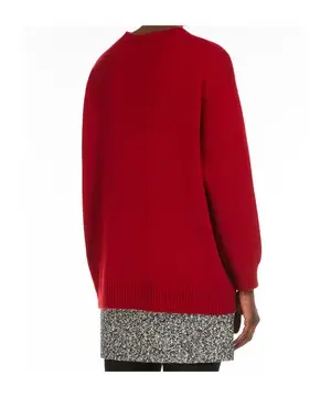 Max Mara Crewneck Jumper With 1951 Flocked Pattern - Red
