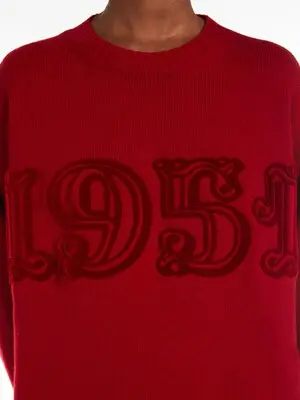 Max Mara Crewneck Jumper With 1951 Flocked Pattern - Red