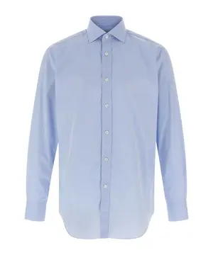 Brioni Long-sleeved Buttoned Shirt - Light Blue