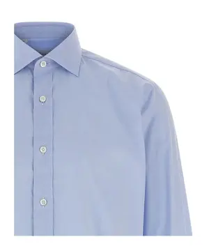 Brioni Long-sleeved Buttoned Shirt - Light Blue