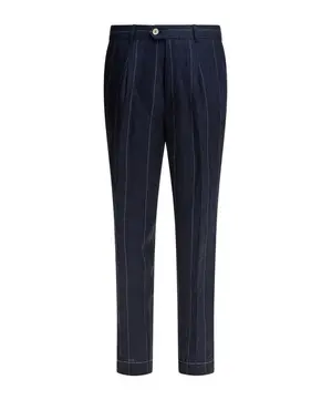 Brunello Cucinelli Pleated Tapered Trousers With Pin Stripes