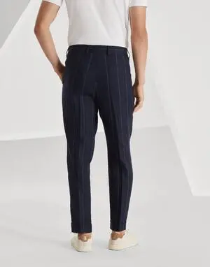 Brunello Cucinelli Pleated Tapered Trousers With Pin Stripes