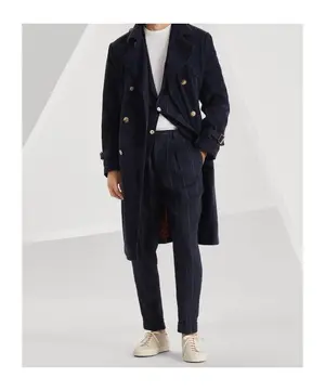 Brunello Cucinelli Pleated Tapered Trousers With Pin Stripes