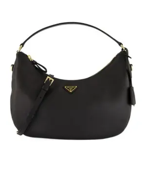 Prada Zip Leather Shoulder Bag - Black