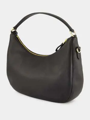 Prada Zip Leather Shoulder Bag - Black