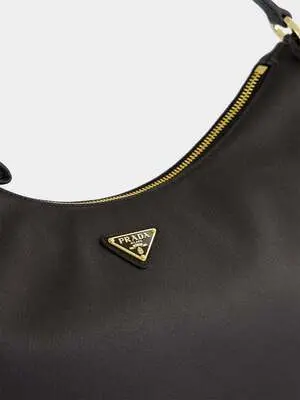 Prada Zip Leather Shoulder Bag - Black