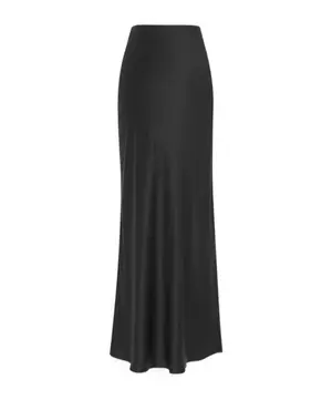 Saint Laurent Mid-rise Long Satin Crepe Skirt