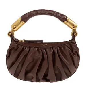Balmain Ruched Handle Shoulder Bag - Brown