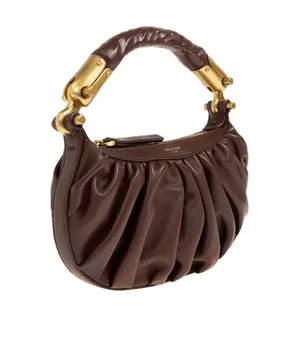 Balmain Ruched Handle Shoulder Bag - Brown