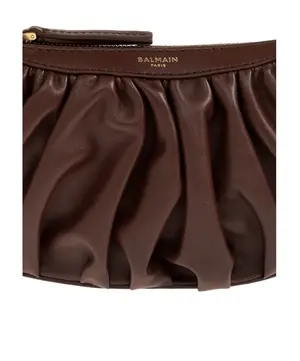 Balmain Ruched Handle Shoulder Bag - Brown