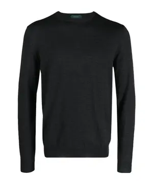 ZANONE Fine-knit Crew-neck Jumper - Black