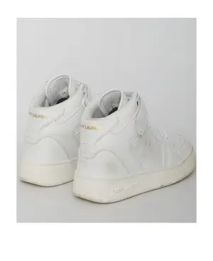 Saint Laurent High Top Lace-up Sneakers With Velcro Straps - White