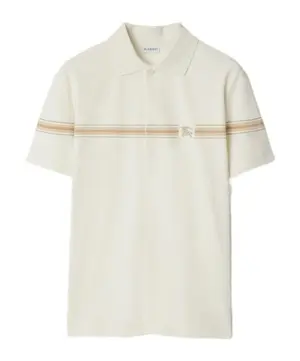 Burberry Ekd Embroidered Striped Polo Shirt - Ice Crystal