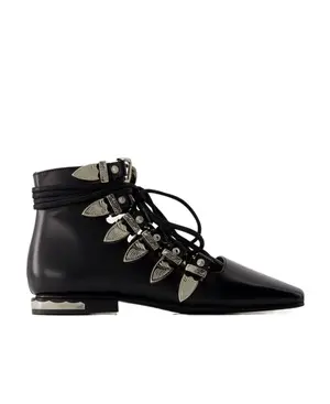 Toga Buckled Lace-up Ankle Boots