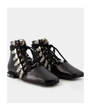 Toga Buckled Lace-up Ankle Boots