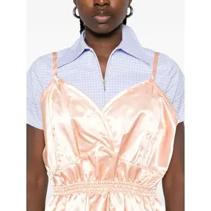 Miu Miu Logo-patch Spaghetti Strap Dress - Nude