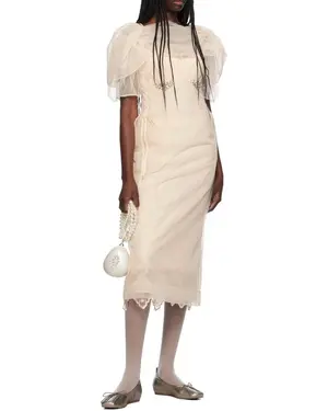 Simone Rocha Deep Lace Trim Slip Dress - White