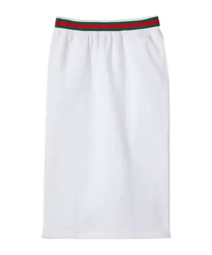 Gucci Rear Slit Web Stripe Detailed Midi Skirt - White