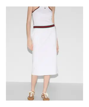 Gucci Rear Slit Web Stripe Detailed Midi Skirt