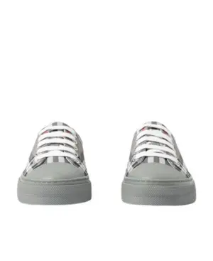 Burberry Check-pattern Canvas Lace-up Sneakers - Gray