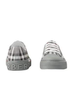 Burberry Check-pattern Canvas Lace-up Sneakers - Gray