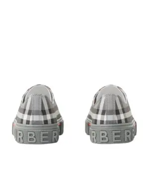 Burberry Check-pattern Canvas Lace-up Sneakers - Gray