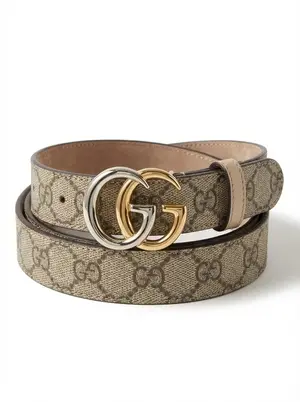 Gucci Gg Marmont Reversible Thin Belt - Brown