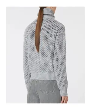 Max Mara Tequila Open-knit Quarter Zip Jumper - Light Gray