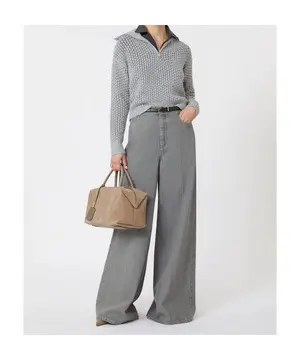 Max Mara Tequila Open-knit Quarter Zip Jumper - Light Gray
