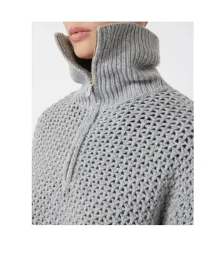 Max Mara Tequila Open-knit Quarter Zip Jumper - Light Gray