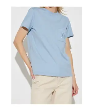 Max Mara Logo Embroidered Crewneck T-shirt - Blue
