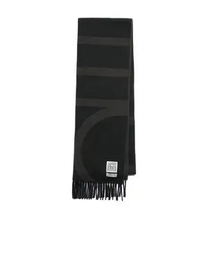 TOTEME Monogram Jacquard Fringed-edge Scarf - Gray