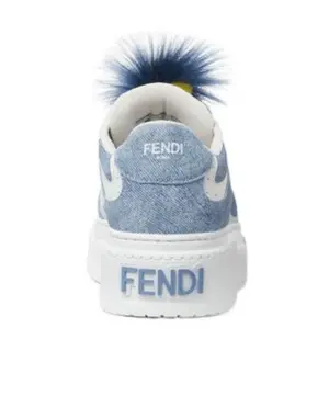 Fendi Match Platform Low-top Sneakers With Denim-effect Print - Light Blue