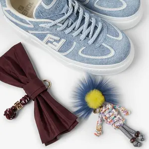 Fendi Match Platform Low-top Sneakers With Denim-effect Print - Light Blue