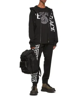 Versace Logo Printed Zip-up Hoodie