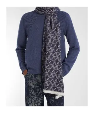 Fendi Ff Logo Jacquard Fringed-edge Scarf