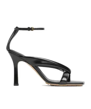 Bottega Veneta Riva Square Toe Stiletto Sandals - Black
