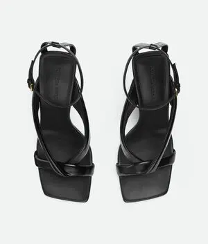 Bottega Veneta Riva Square Toe Stiletto Sandals - Black
