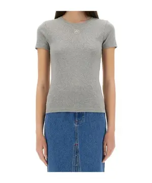 MARINE SERRE Embroidered Crescent Moon Crewneck T-shirt - Gray
