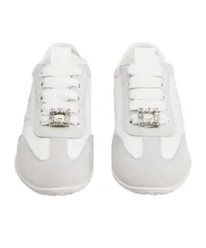 ROGER VIVIER Viv Low Sneakers With Mini Metal Buckle And Monogram