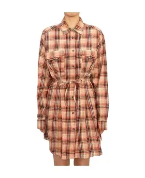 Isabel Marant Étoile Liliane Checked Cotton Shirt Dress - Nude
