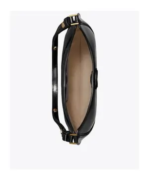 Tory Burch Logo Plaque Zipped Shoulder Bag - Black