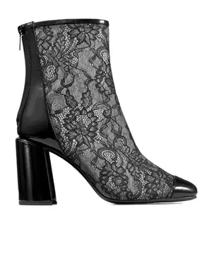 JIMMY CHOO Lace Panelling Block Heel Ankle Boots