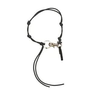 Our Legacy Ladon Leather Rope Keychain With Engraved W-ring - Black