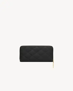 Saint Laurent Cassandre Bijou Grain De Poudre Zipper Wallet - Black