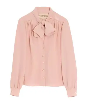 Valentino Garavani Long-sleeve Shirt With Integrated Scarf - Pink