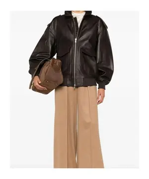 THE FRANKIE SHOP Viper Leather Bomber Jacket - Brown