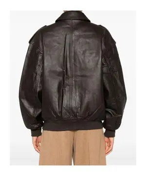 THE FRANKIE SHOP Viper Leather Bomber Jacket - Brown